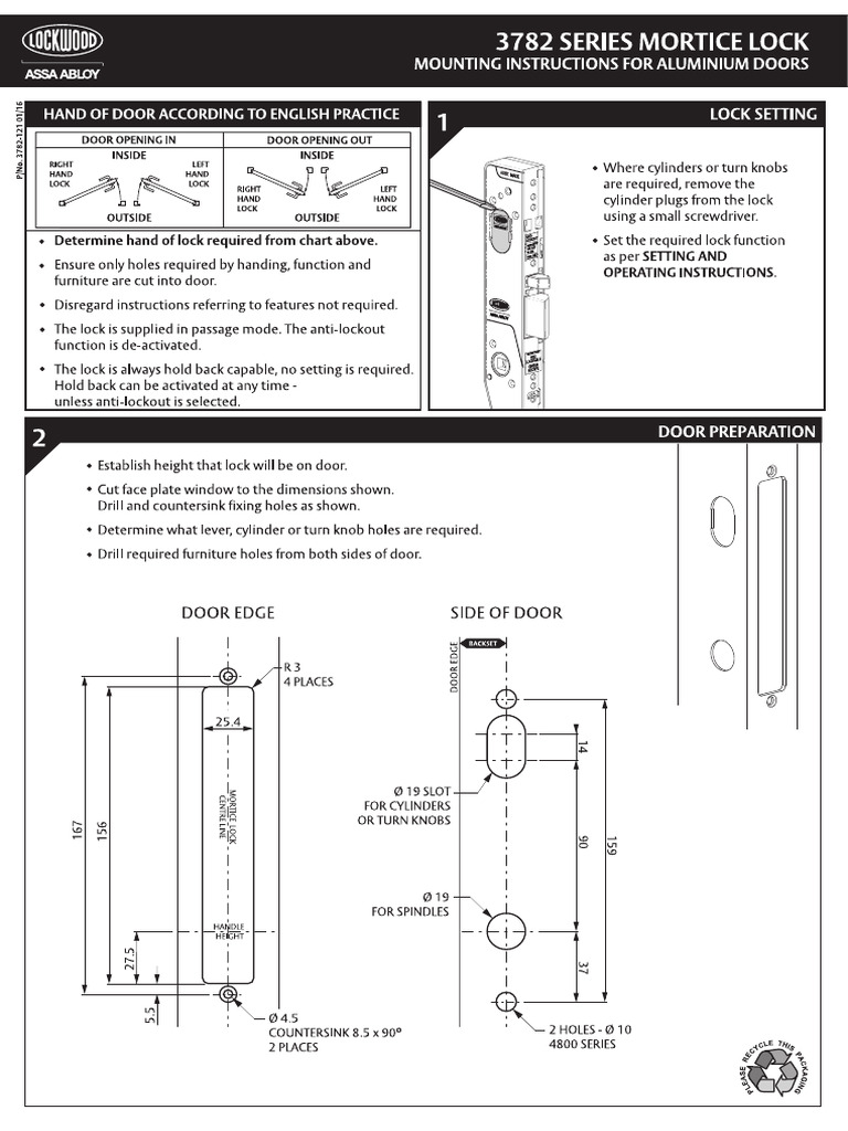 3782 Series Aluminium Door Mounting Instructions | PDF