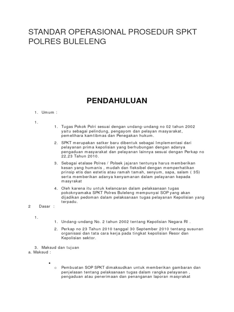 Sop SPKT Polres | PDF