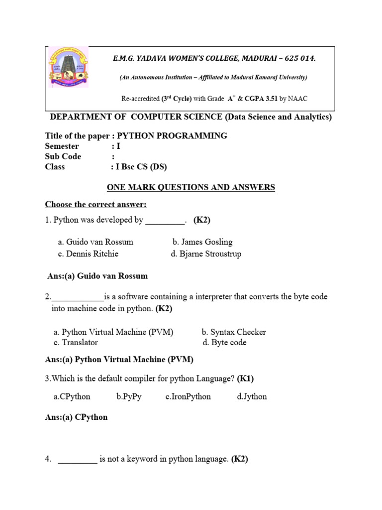 Python Oneword 2023 (Odd Sem) | PDF | Control Flow | Parameter ...