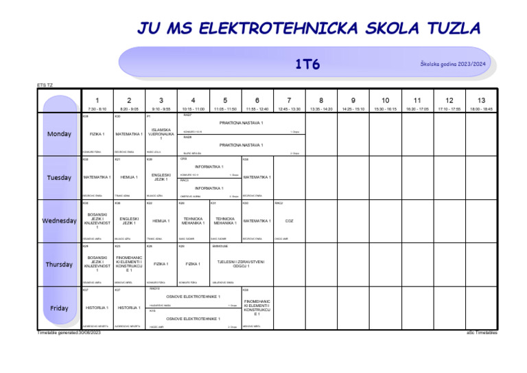Ju Ms Elektrotehnicka Skola Tuzla: Ets TZ | PDF