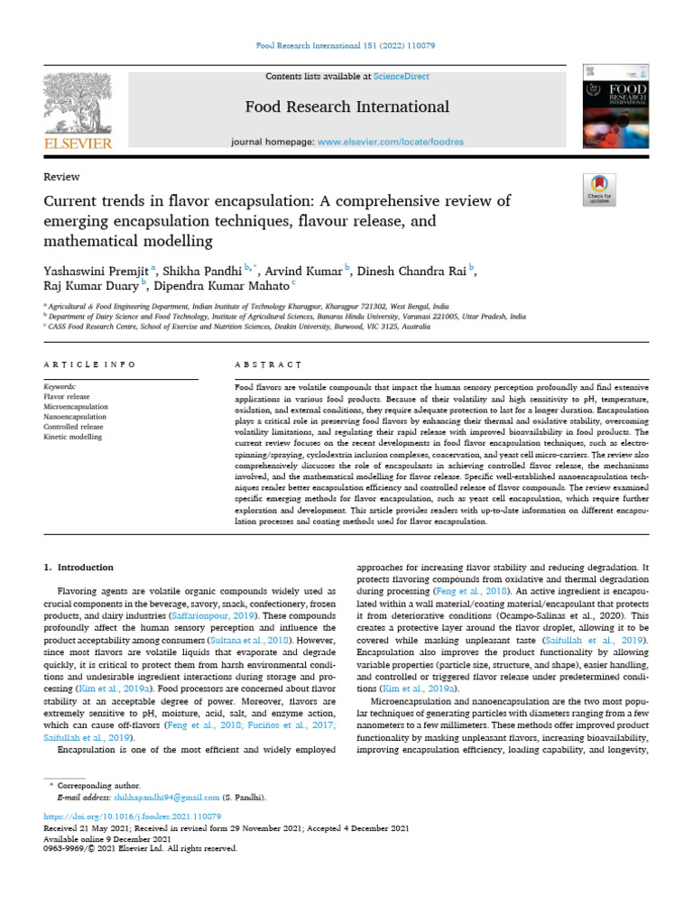 Current Trends in Flavor Encapsulation A Comprehensive Review of ... Current Trends in Flavor Encapsulation A Comprehensive Review of ...