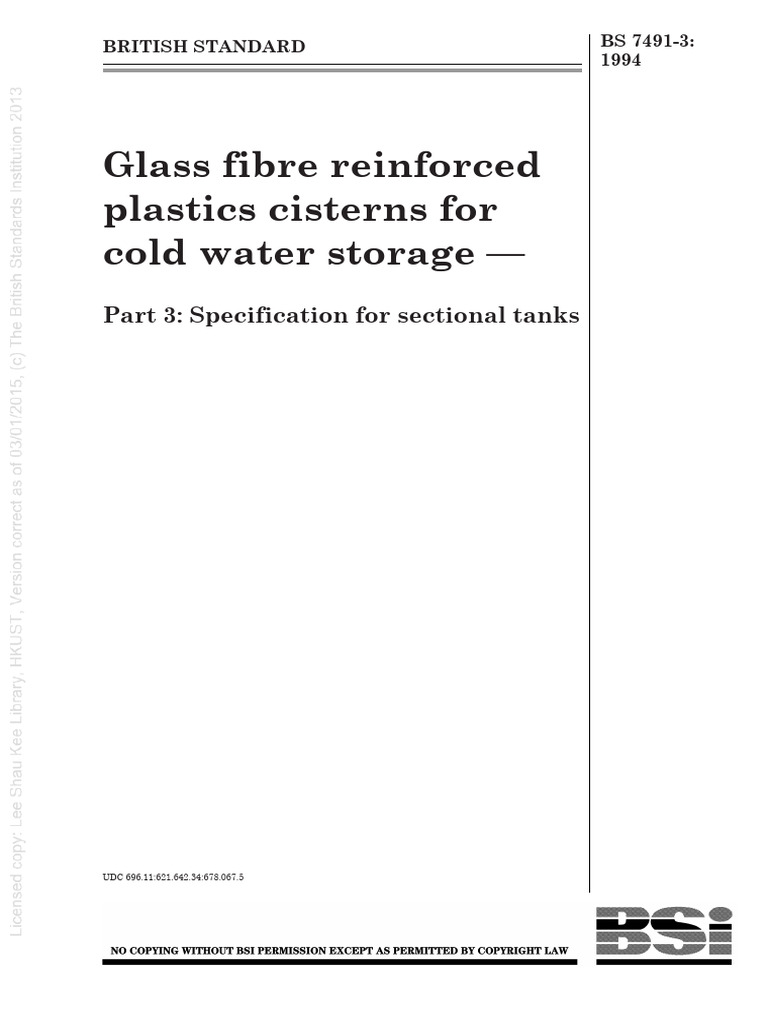BS 7491-3-1994 | PDF | Fiberglass | Pipe (Fluid Conveyance)