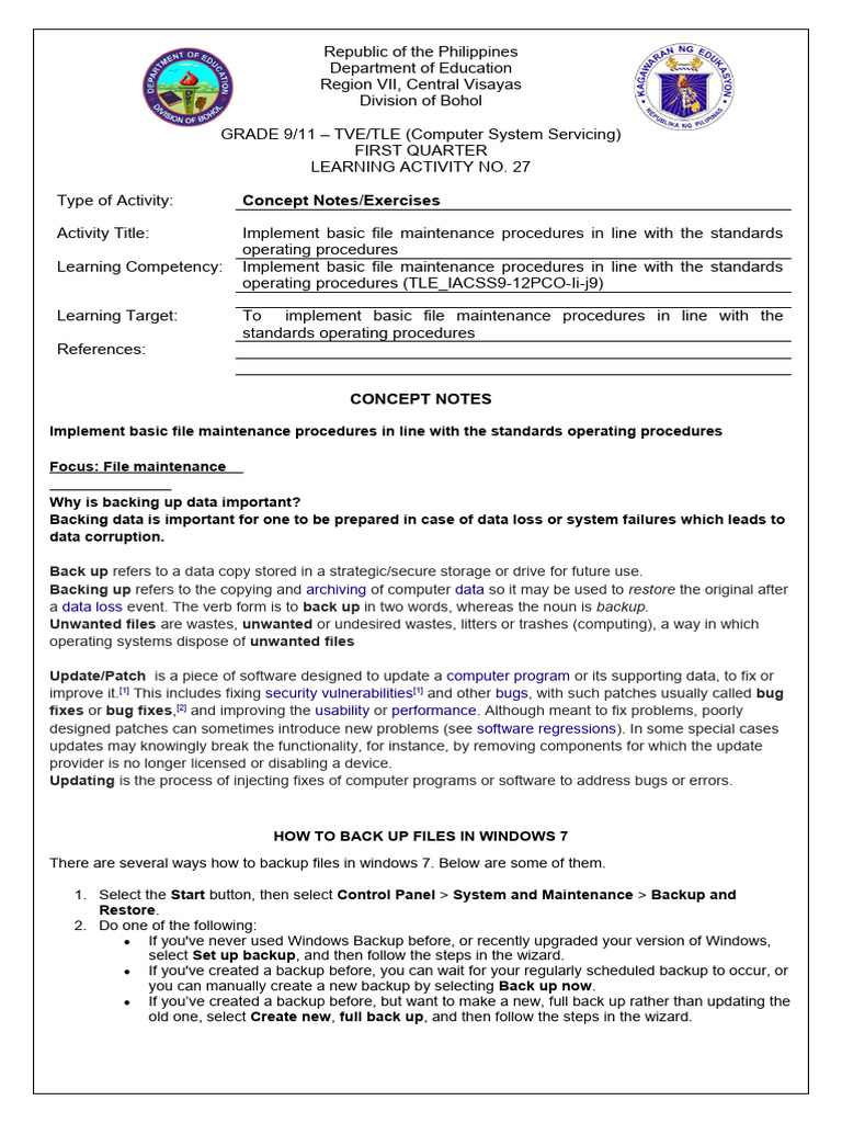 DLP Tve-Tle Css q1 Act 27 | PDF | Computer File | Backup DLP Tve-Tle Css q1 Act 27 | PDF | Computer File | Backup