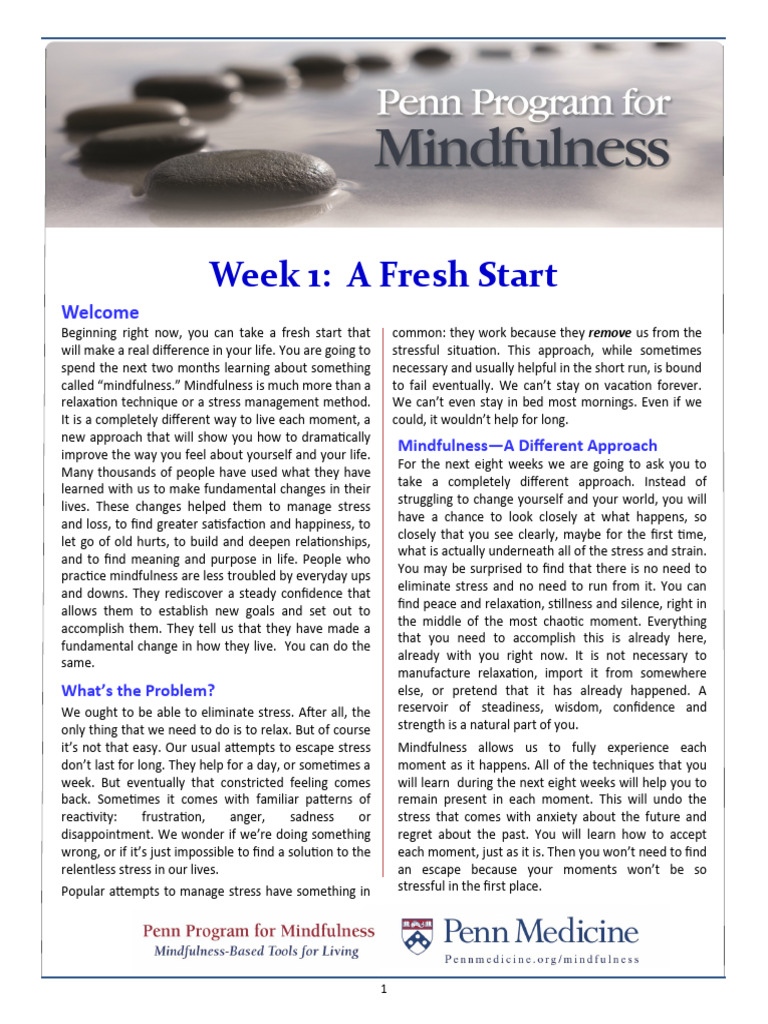 Homework Week 1 | PDF | Mindfulness | Psychological Concepts