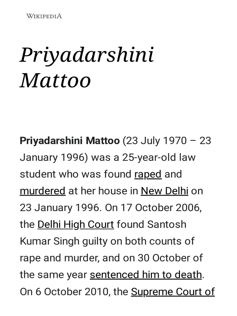 Priyadarshini Mattoo Case | PDF | Criminal Justice | Crime & Violence