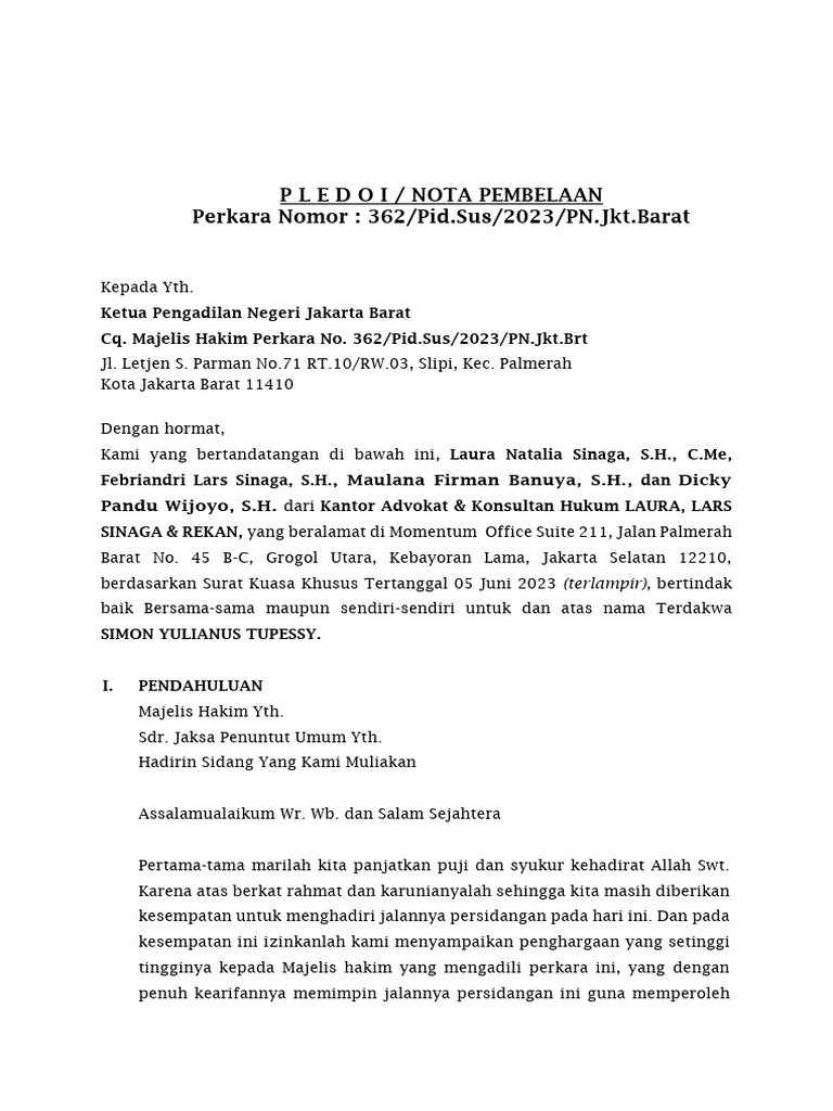 Contoh Pledoi Narkotika | PDF