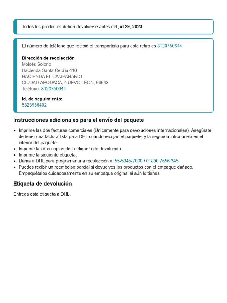 Centro de Devoluciones | PDF