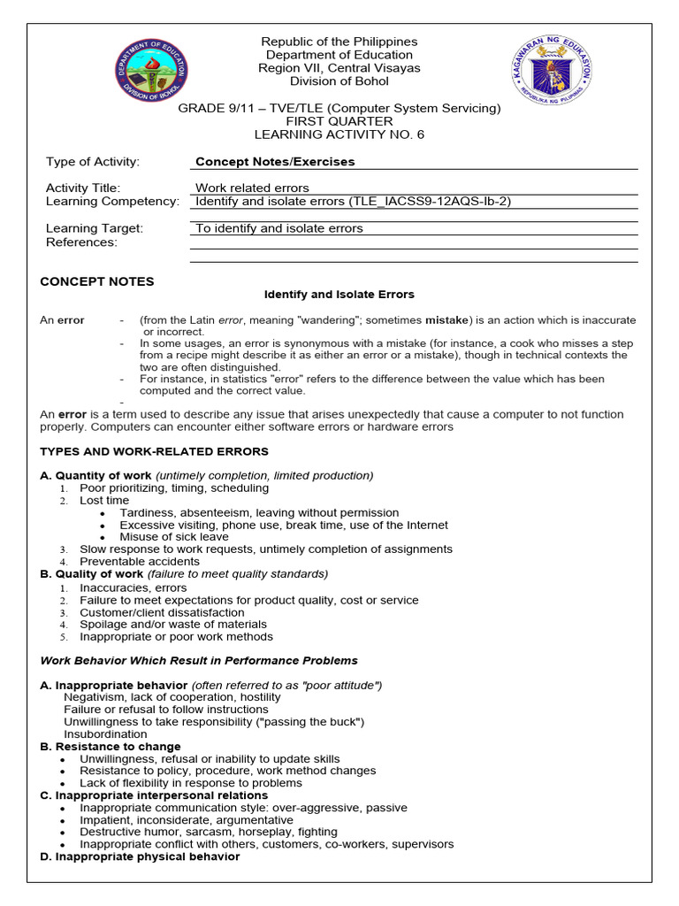 DLP Tve-Tle Css q1 Act 6-1 | PDF | Error DLP Tve-Tle Css q1 Act 6-1 | PDF | Error