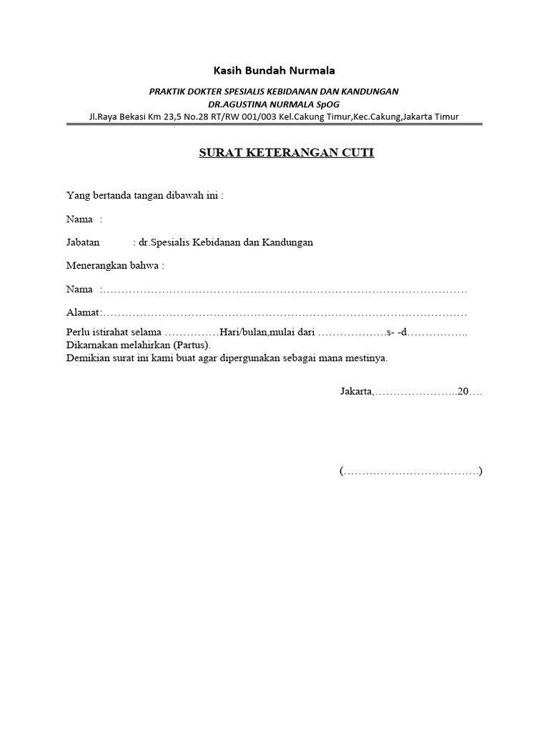 Surat Keterangan Cuti | PDF