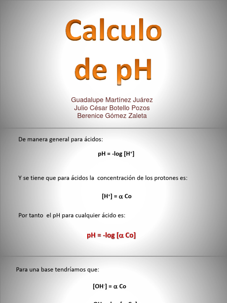 3 Calculo de PH | PDF | Ph | Moléculas