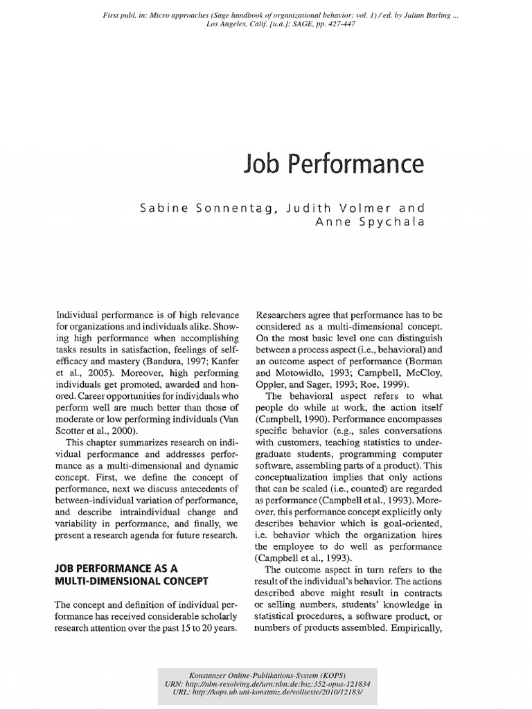 Job Performance | PDF | Extraversion And Introversion | Behavioural Sciences