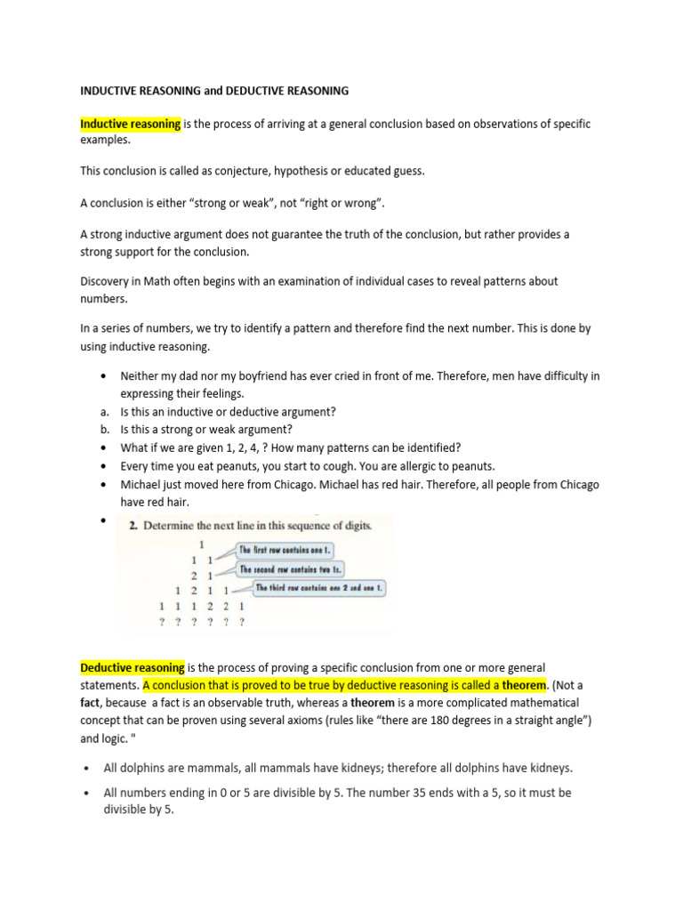 Inductive Reasoning and Deductive Reasoning | PDF | Language Arts & Discipline | Self-Improvement