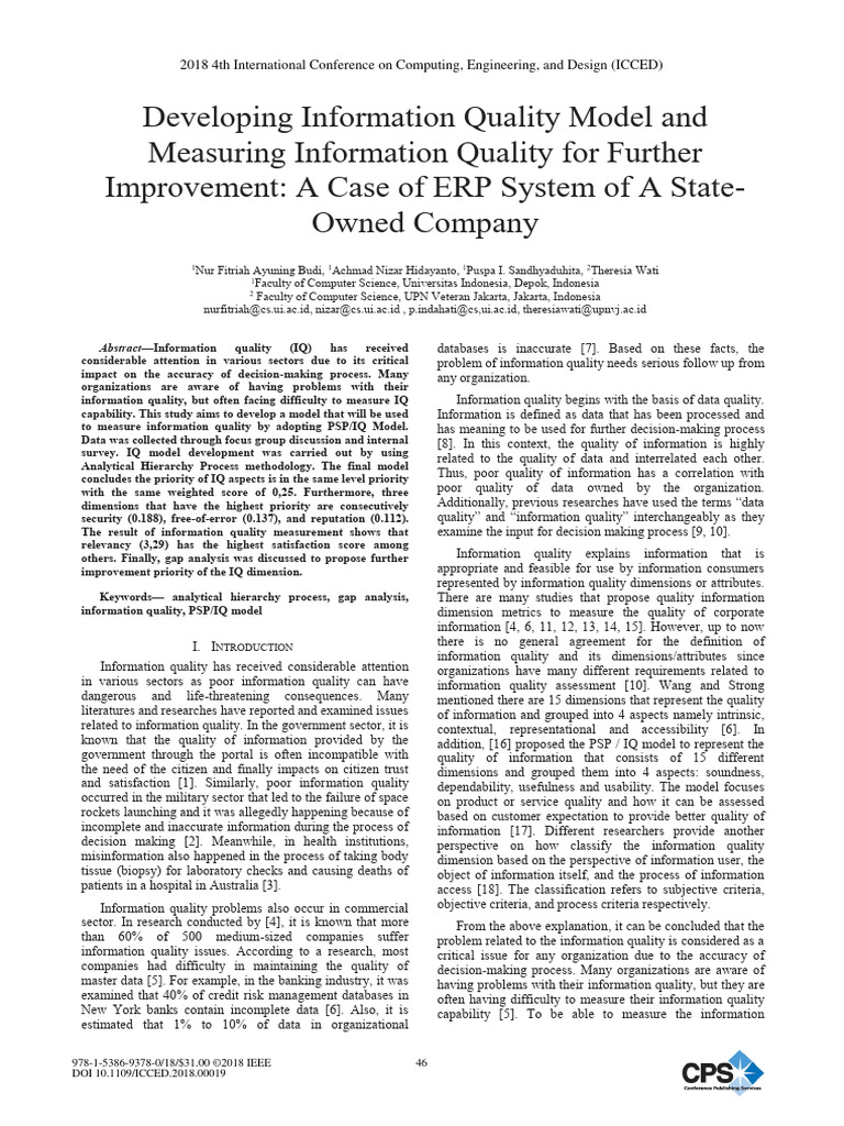 Developing Information Quality Model and Measuring Information Quality ...