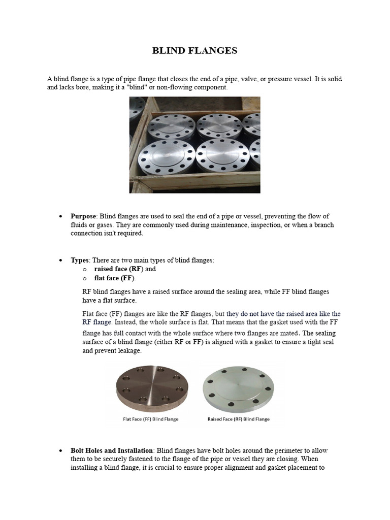 Understanding Blind Flanges and Ratings | PDF | Pipe (Fluid Conveyance ...