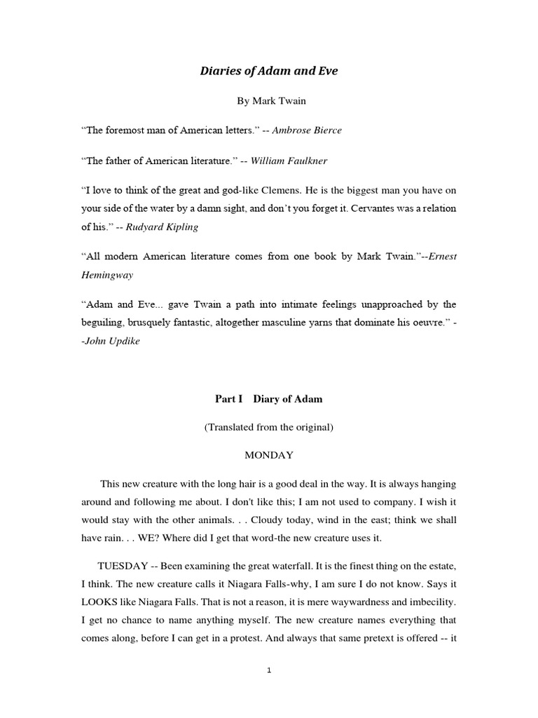 Diaries of Adam and Eve | PDF | Cain And Abel