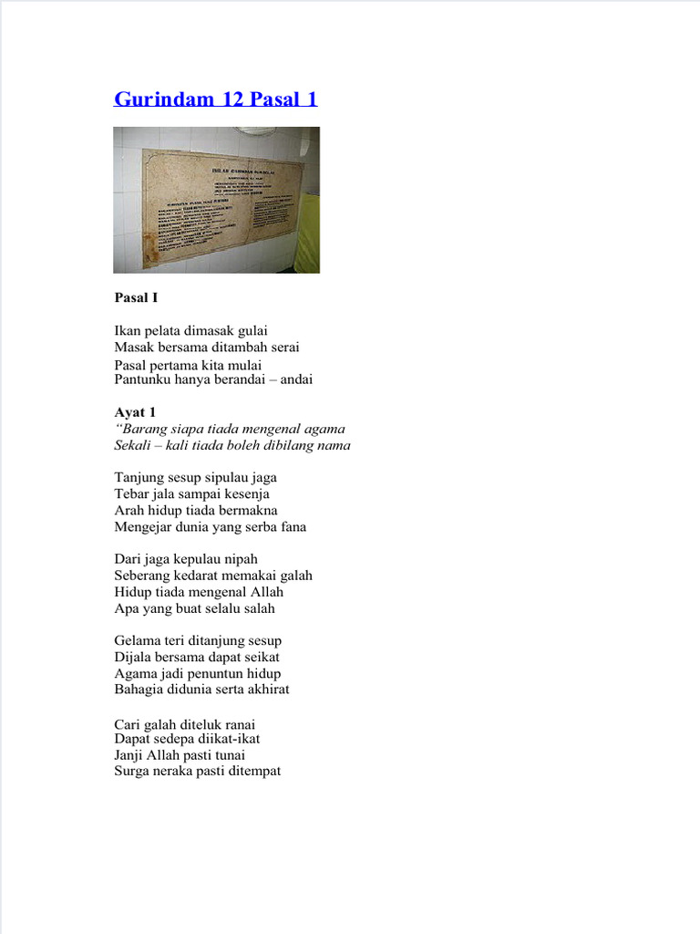 Makna dan Isi Gurindam 12 Pasal | PDF