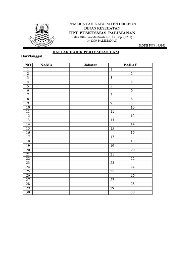 Daftar Hadir Ukm | PDF