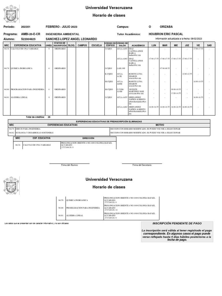 Horario Leo | PDF | Ingeniería