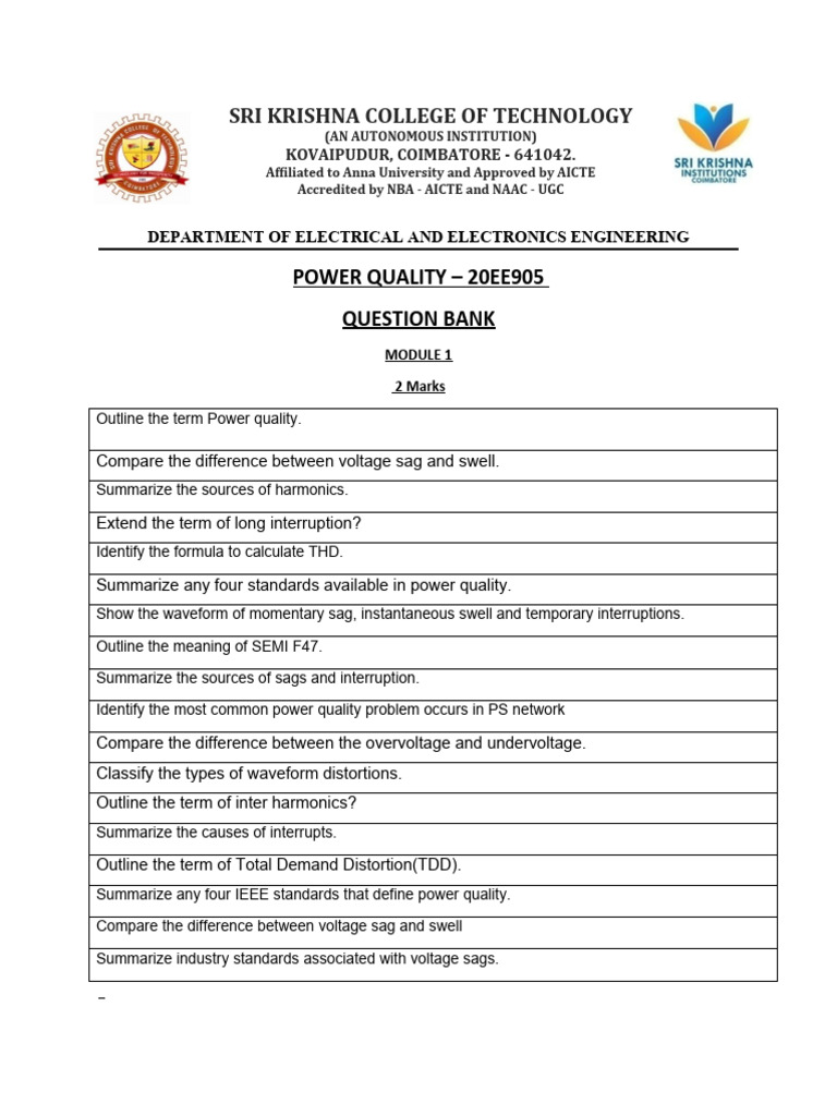 Question Bank Module 1 | PDF