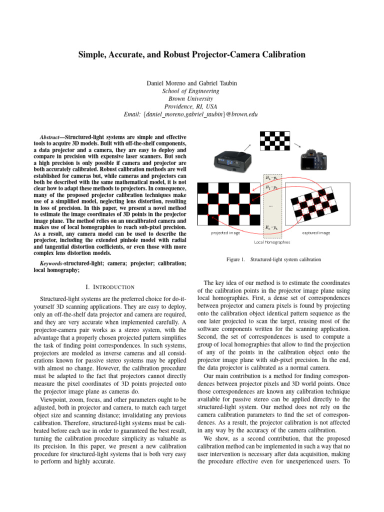 Simple, Accurate, and Robust Projector-Camera Calibration | PDF | Pixel | Stereoscopy