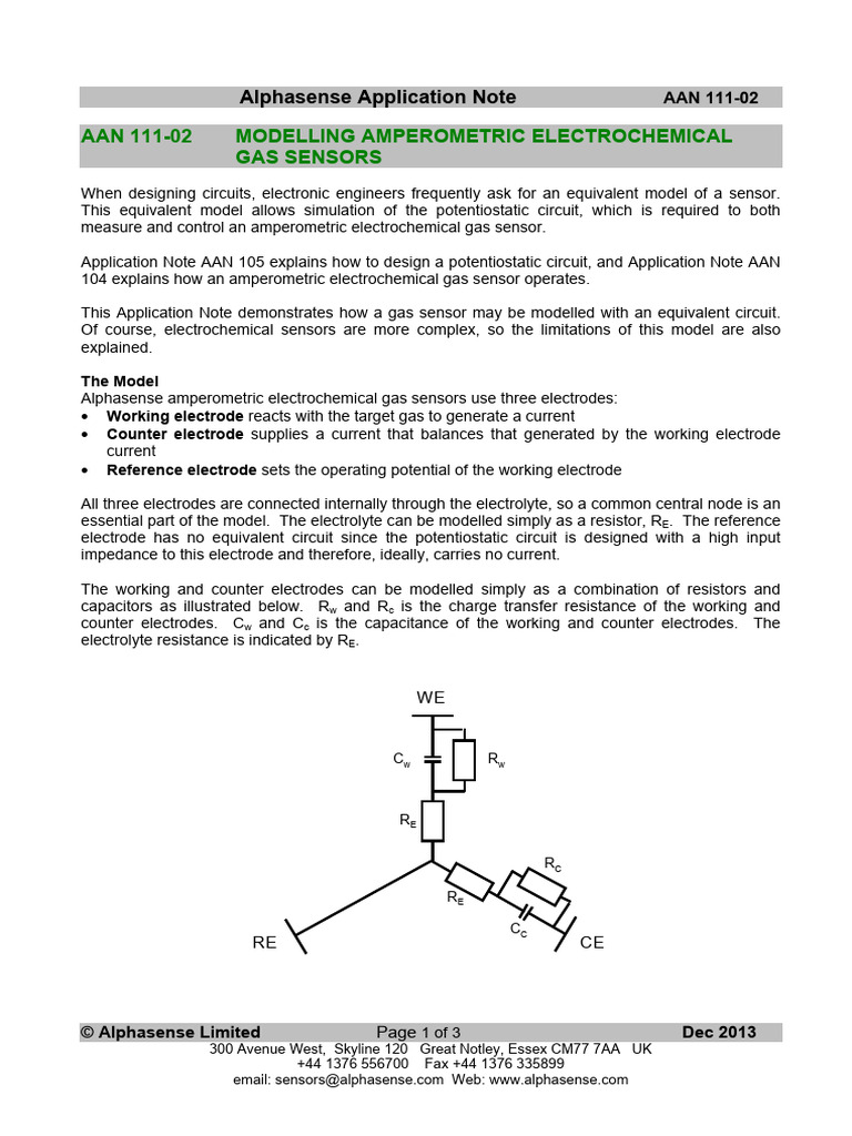 Modelling Amperometric Electrochemical Gas Sensors | Download Free PDF | Capacitor | Electrode