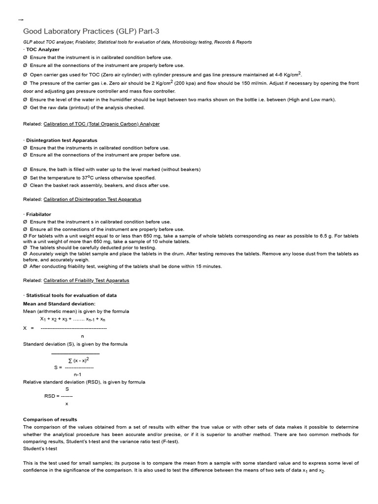 Good Laboratory Practices (GLP) Part-3 - Pharmaguideline | PDF ...