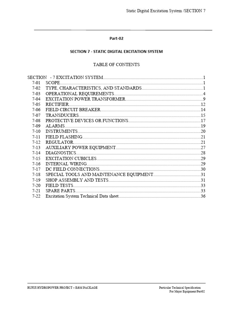 Part-2 - Section 7 - Static Digital Excitation System - Particular ...