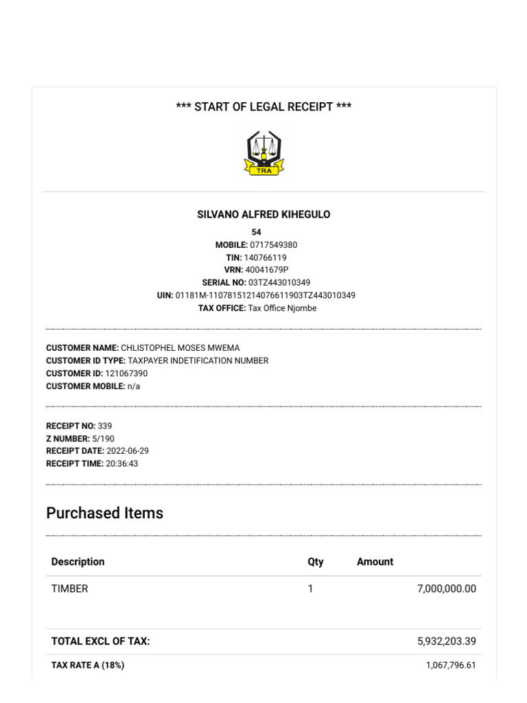 EFD - Receipt Verification | PDF