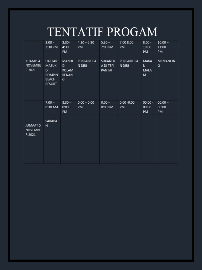 Tentatif Family Day (Rompin) | PDF