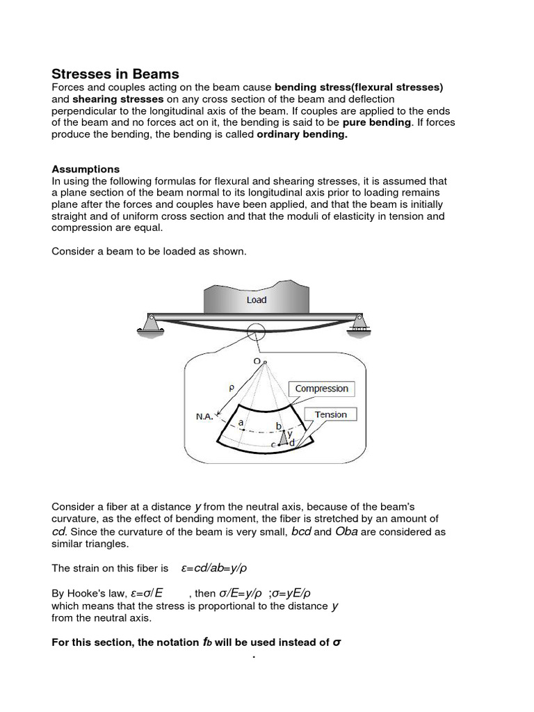 Stresses in Beams | PDF | Bending | Beam (Structure)