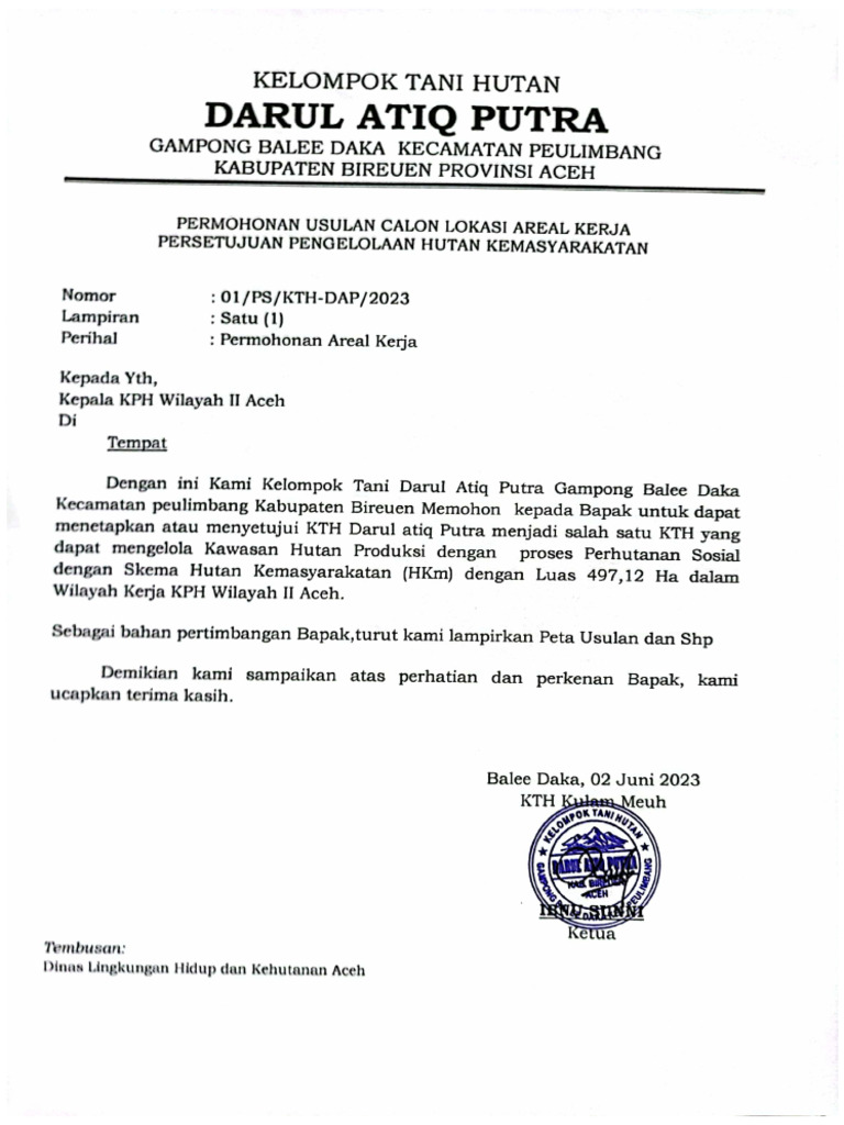 Dokumen Usulan HKM KTH Darul Atiq Putra | PDF Dokumen Usulan HKM KTH Darul Atiq Putra | PDF