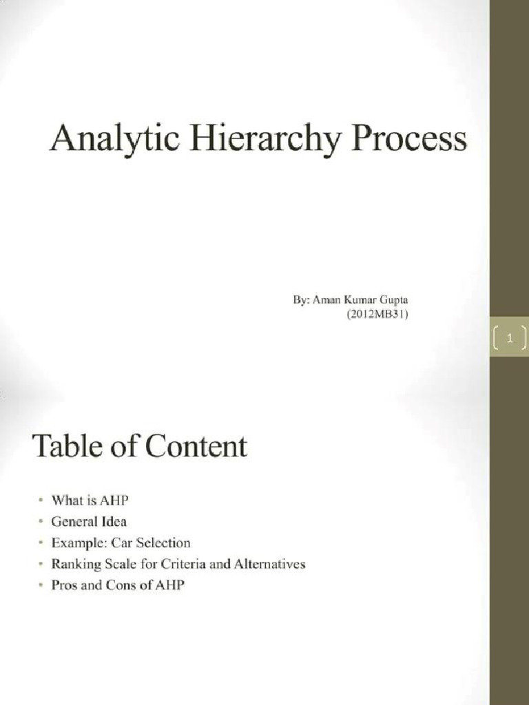 Analytical Hierarchy Process | PDF