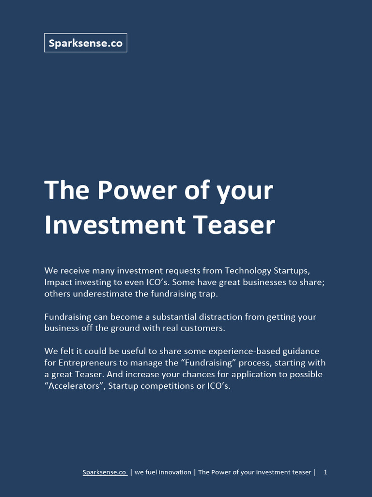Crafting an Effective Investment Teaser | PDF | Venture Capital ...