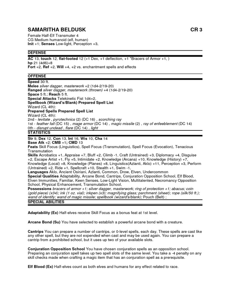 Children of The Void Statblocks Pathfinder Conversion | PDF | Odor ...