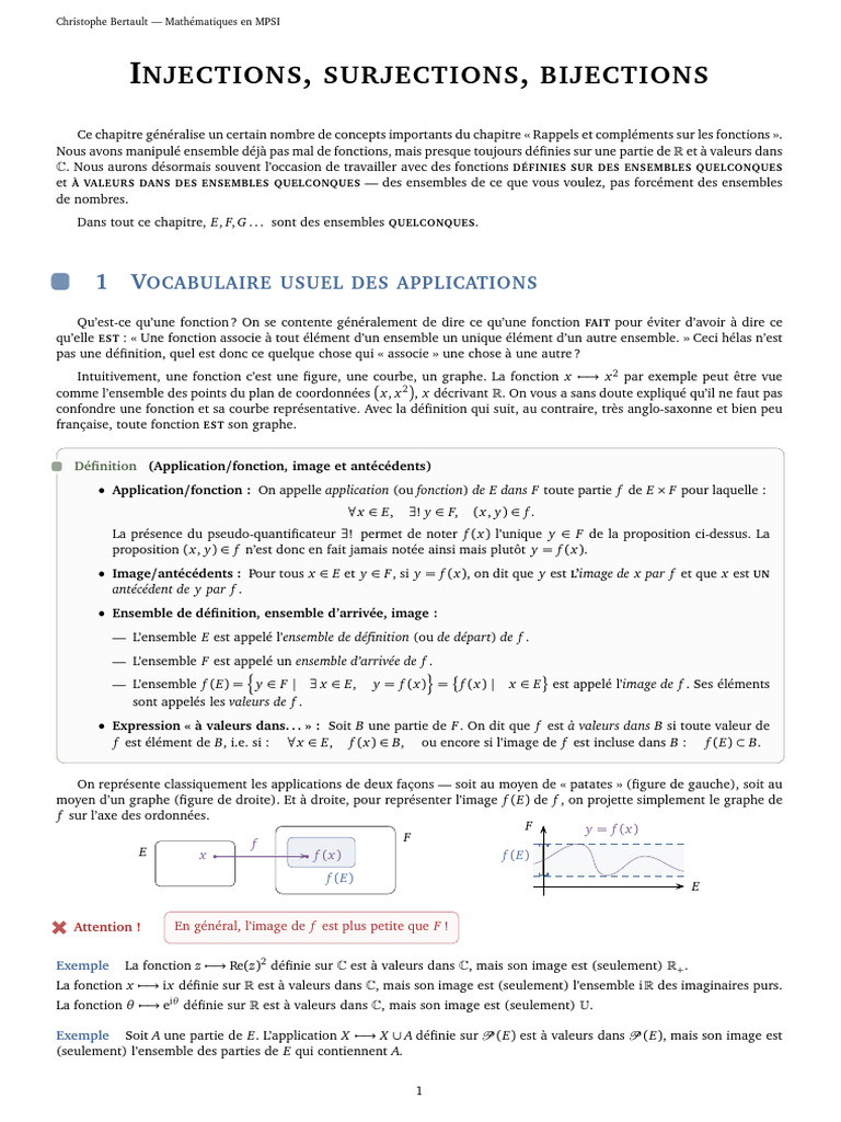 Cours - Injections, Surjections, Bijections | PDF | Fonction ...