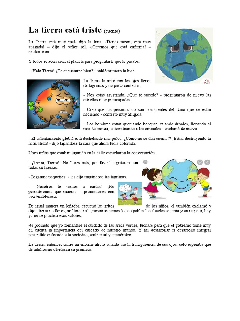 Cuento LA TIERRA ESTA TRISTE | PDF | Ciencia y matemáticas