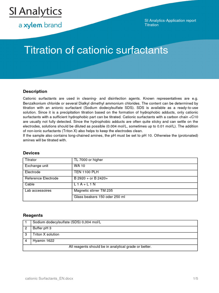 Cationic-Surfactants EN | PDF | Surfactant | Chemistry