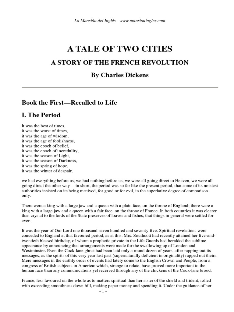 A Tale of Two Cities - Charles Dickens | PDF | A Tale Of Two Cities