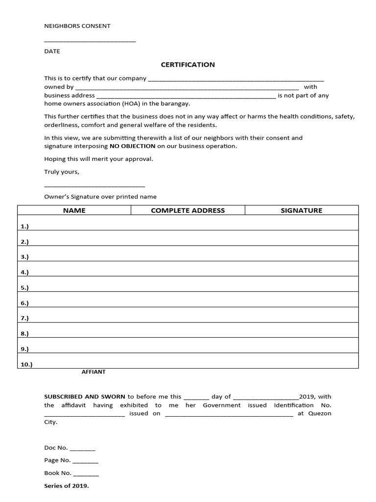 Format Neighbors Consent | PDF