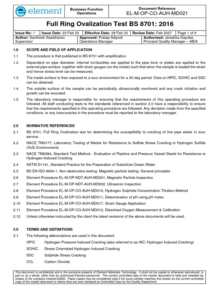 EL-M-OP-CO-AUH-MD021 Iss1 Feb23 Full Ring Ovalisation BS 8701 | PDF ...