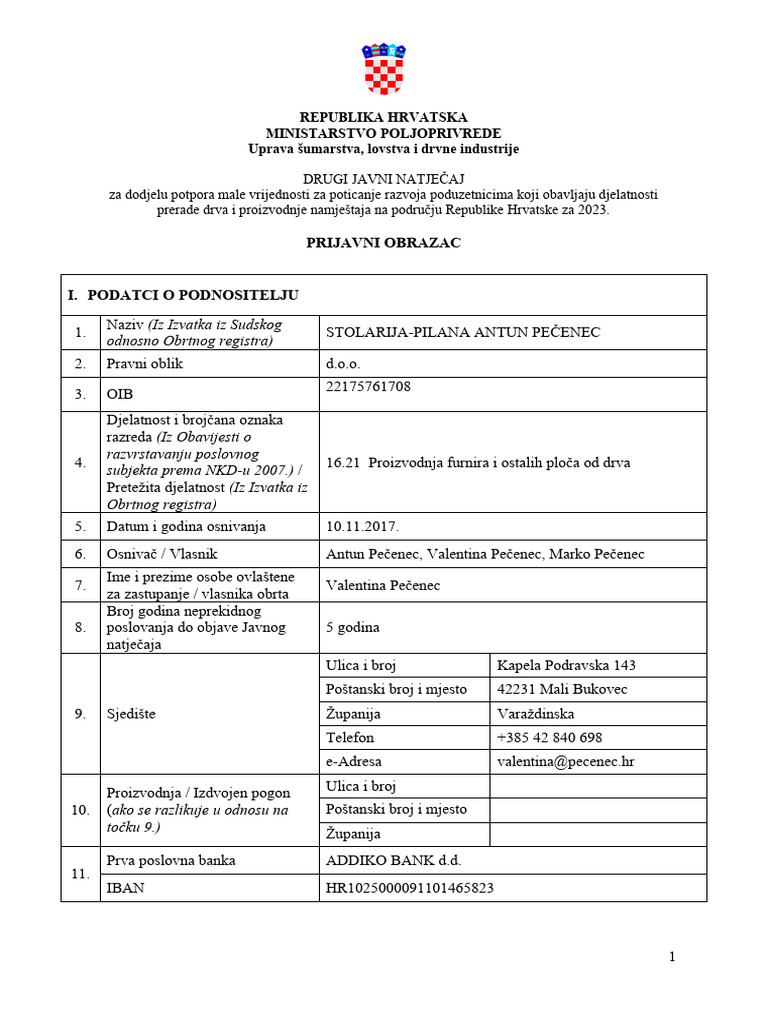 1-Prijavni Obrazac | PDF