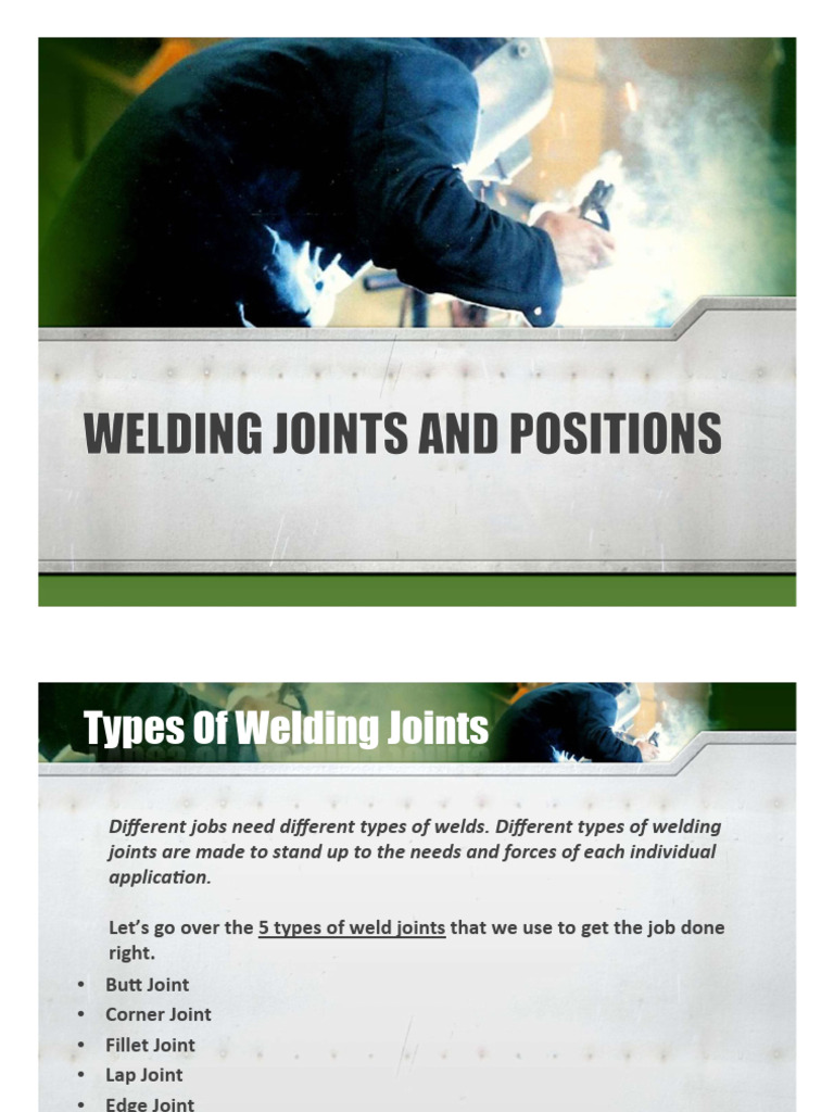 Types and Positions of Welding Joints | PDF | Welding | Construction