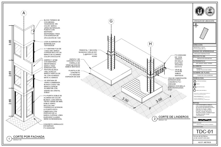 Detalle Lindero y Fachada | PDF | Componentes | Ingeniería de Edificación