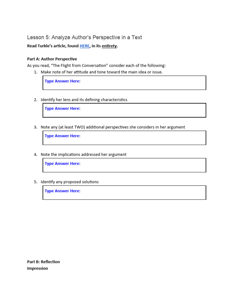 Lesson 5 Analyze Author Perspective in A Text | PDF | Argument | Reason