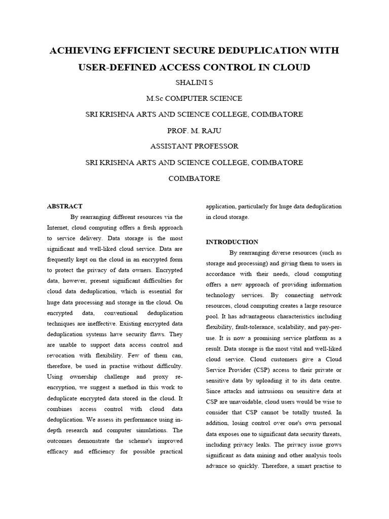 Data Deduplication and Secure Sharing in Cloud Storage | PDF | Cloud Computing | Encryption