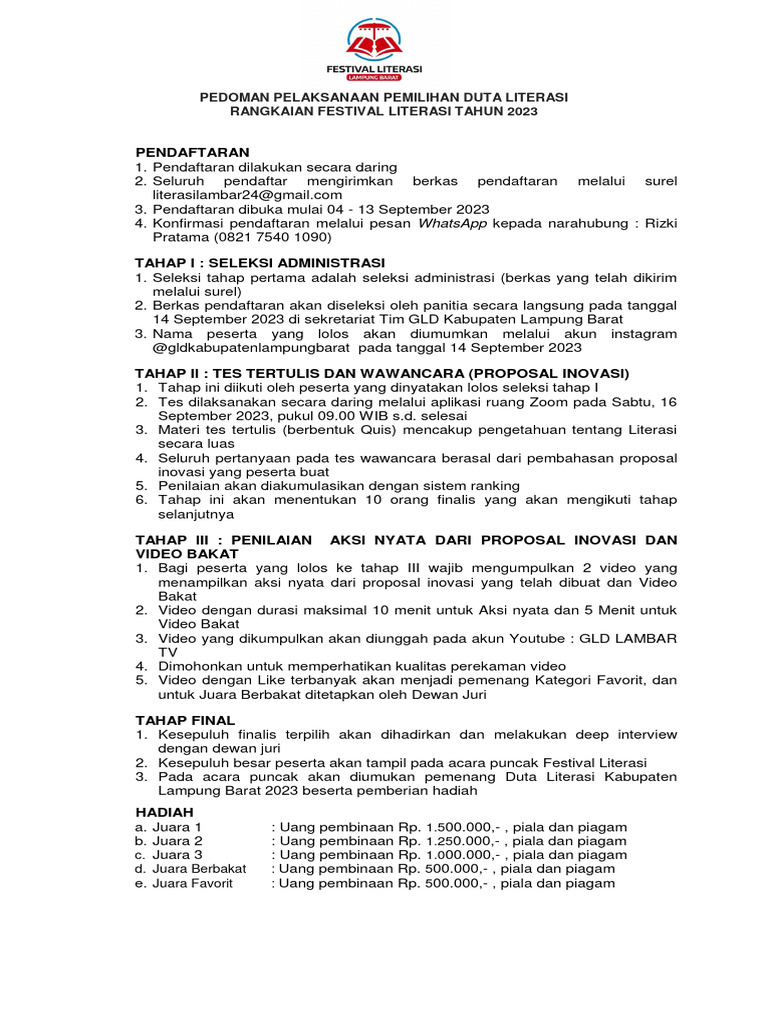 4 Pedoman Duta Literasi Sma | PDF