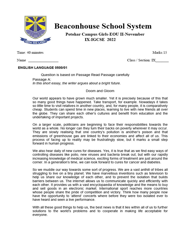 IXs Term 1 EOU 2 | PDF