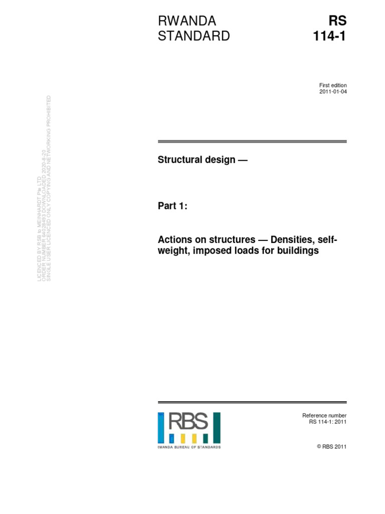 RS 114-1-2011 Structural Design - Part 1 Actions | PDF | Force ...