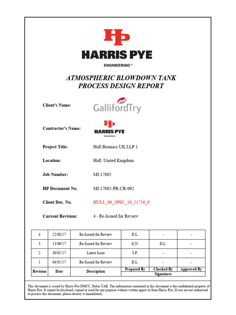 Atmospheric Blowdown Tank Calculation Report | PDF | Enthalpy | Pressure