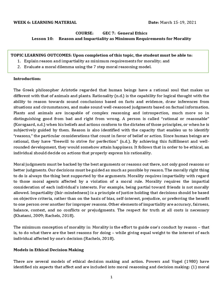 Reason and Impartiality | PDF | Morality | Reason